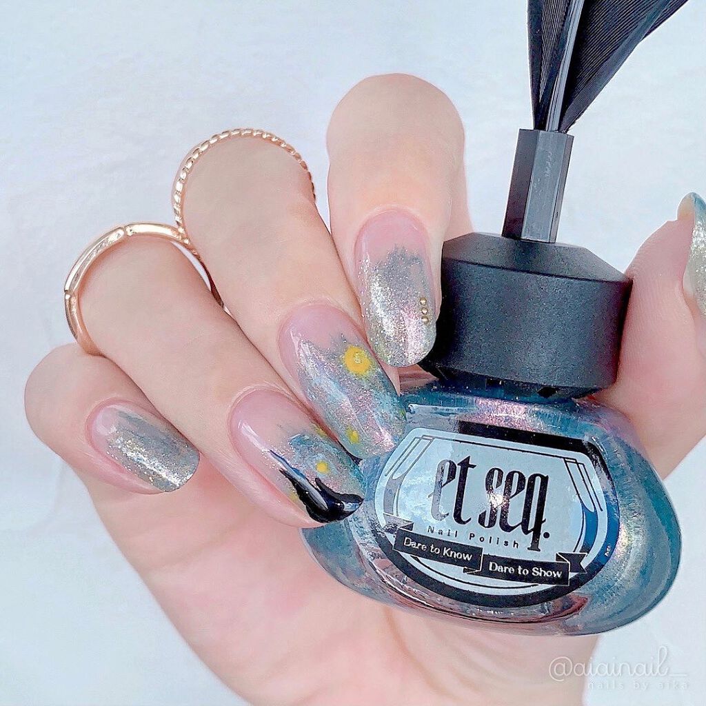 羽根ペンネイルポリッシュ｜et seq.の口コミ「𓆸⁡ゴッホ星月夜ネイル🌃⁡etseq.様の..」 by aiainail_@フォロバします(乾燥肌/20代後半) | LIPS